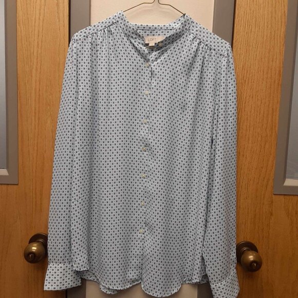 LOFT | Tops | Ann Taylor Loft Womens Medium Diamond Print Long Sleeved ...